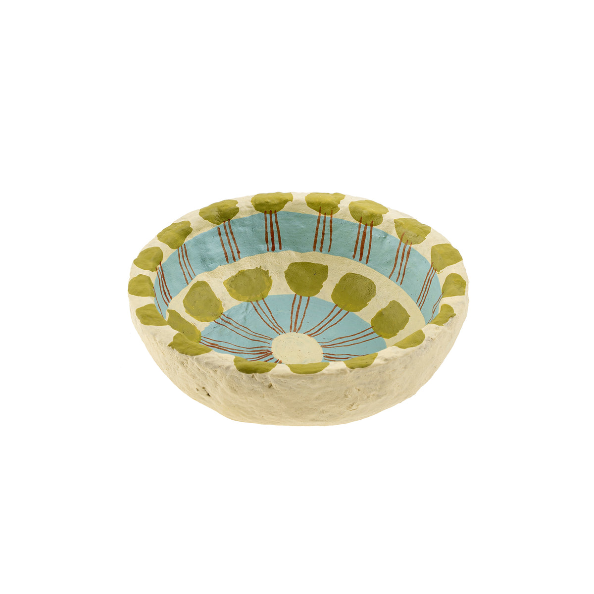Painted Paper Mache Mini Bowl, Blue Stripe – Indaba Home