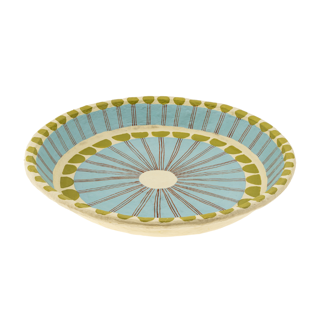 Painted Paper Mache Tray L, Blue Stripe – Indaba Home