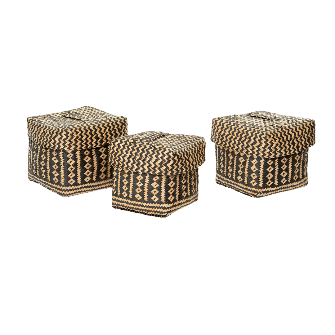 Cleo Seagrass Boxes S/3, Black – Indaba Home