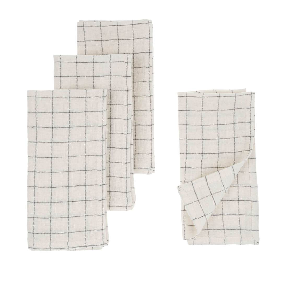 Linen Check Napkins S/4 Grey – Indaba Home